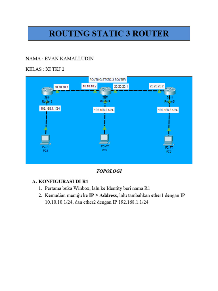 Modul Routing Static 3 Router | PDF | Komputer