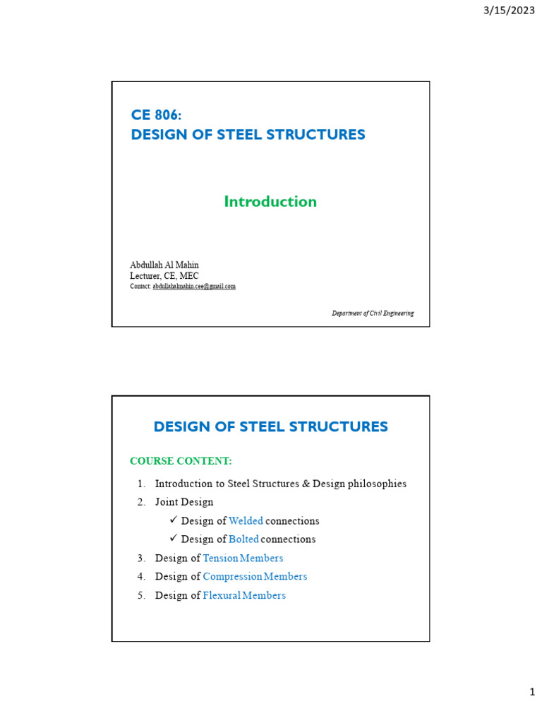 Steel Structure (Mahin Sir) | PDF | Strength Of Materials | Deformation (Engineering)