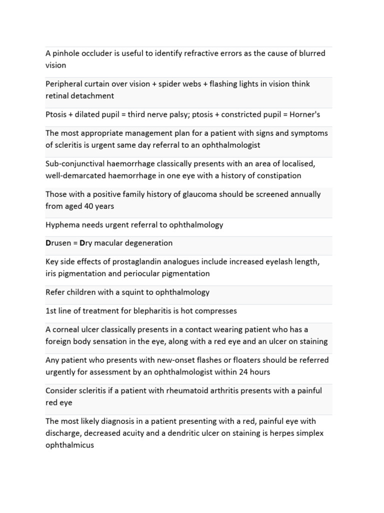 OPHTHA Points | PDF | Glaucoma | Human Eye