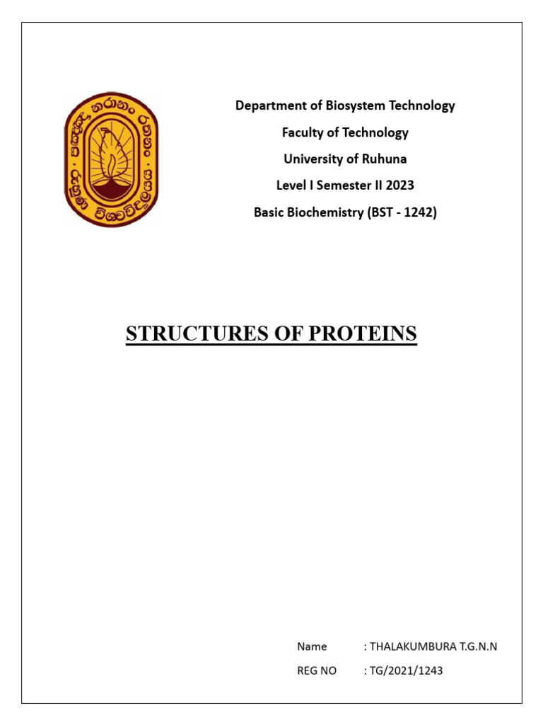 Introduction To Structure of Proteins | PDF | Science & Mathematics