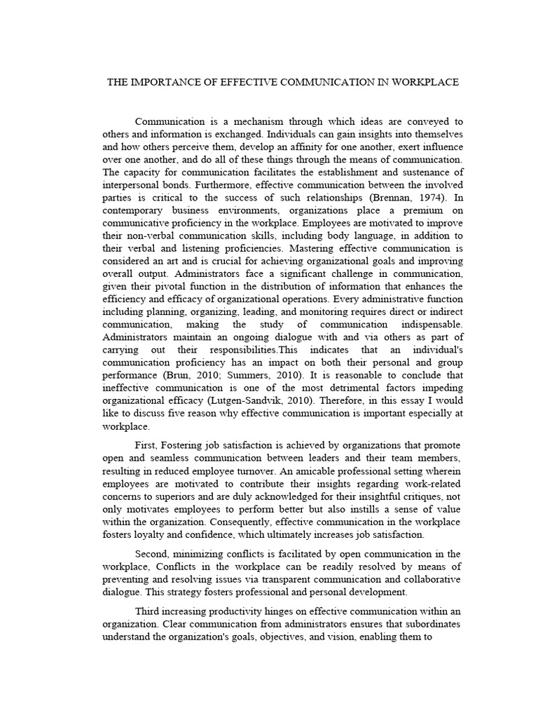 THE IMPORTANCE OF EFFECTIVE COMMUNICATION IN WORKPLACE Fixed | PDF ...