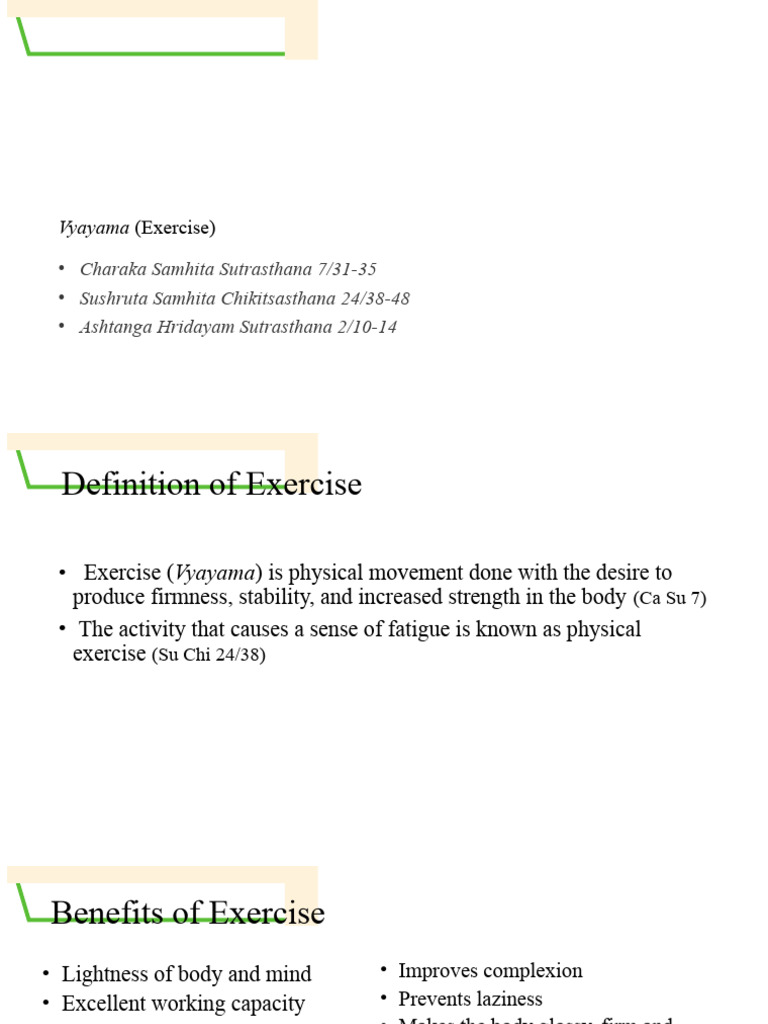 Vyayama (Exercise in Ayurveda) | PDF