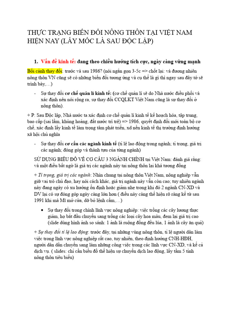 Thuc Trang Bien Doi Nong Thon Viet Nam Tran Van Dung | PDF