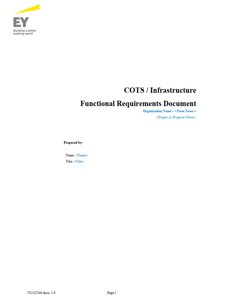 BA - Template - COTS Infrastructure Functional Requirements | PDF | Use ...