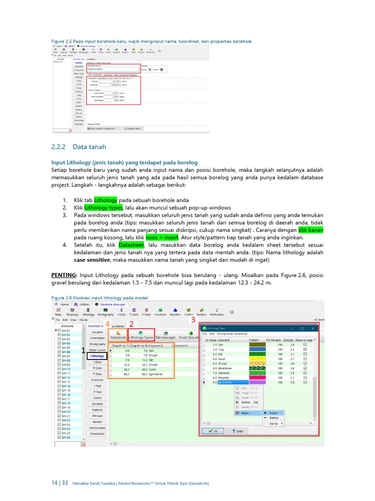 Panduan Input Lithology Borehole Rockworks | PDF