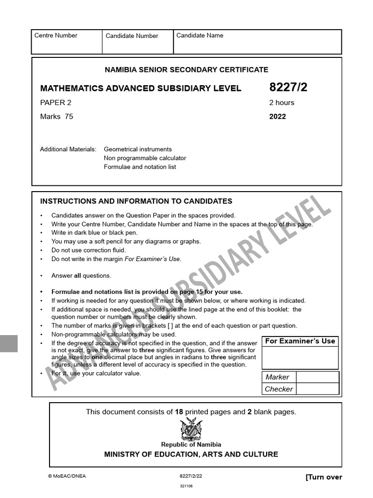 Advanced Subsidiary Math Exam 2022 | PDF | Significant Figures | Numbers