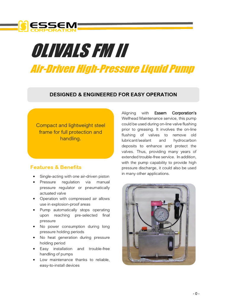High-Pressure Liquid Pump - Olivals Fmii Catalogue & Datasheet | PDF ...