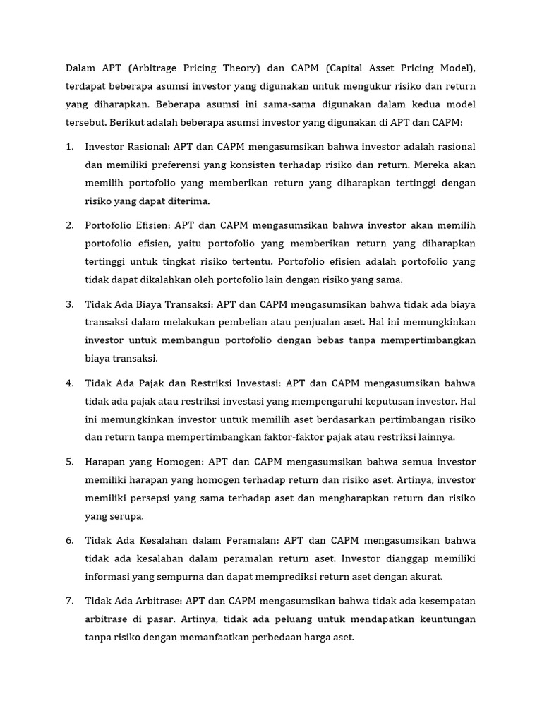 Tugas 3 - Teori Portofolio Dan Analisis Investasi | PDF