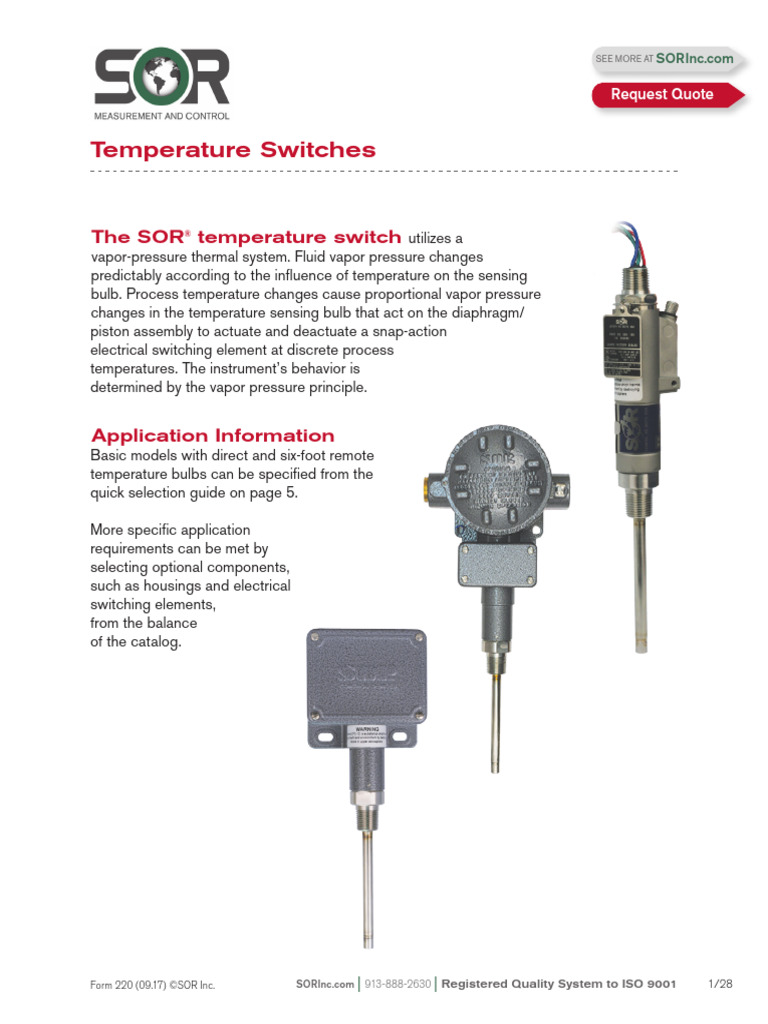 SOR Temperature-Switches-201 - 205 | PDF