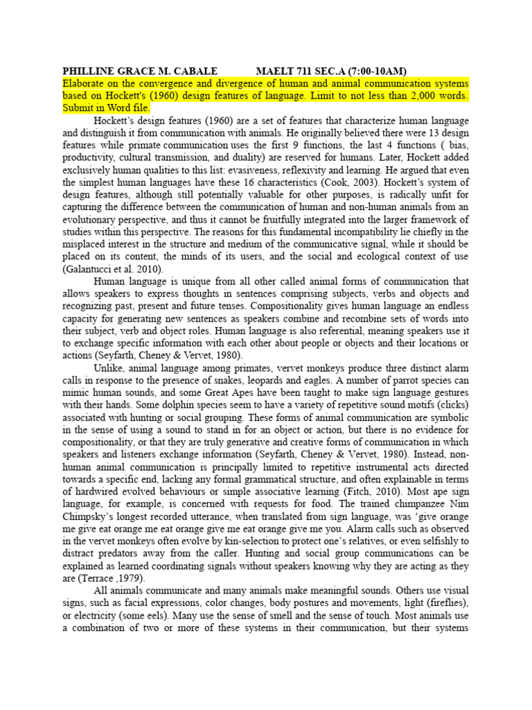 Cabale, Philline Grace Classwork 1 | PDF | Communication | Language ...