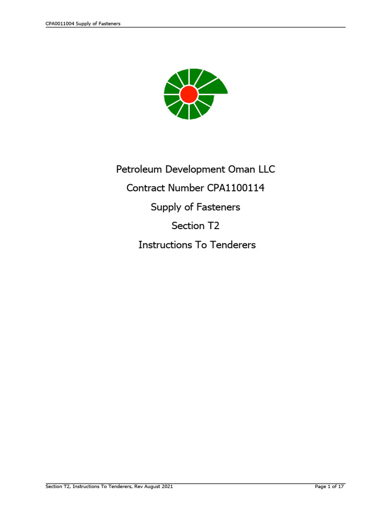 T2 - Instructions To Tenderers Fasteners | PDF | Business | Justice