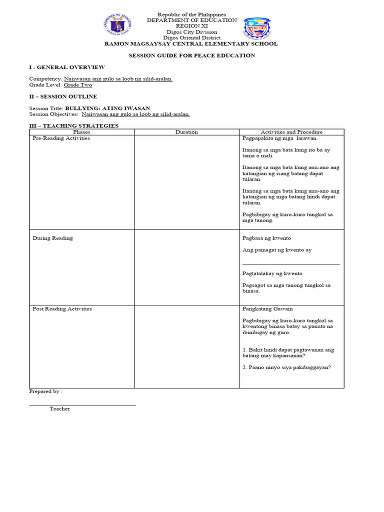 Session Guide in Peace Education - Docx 2 | PDF