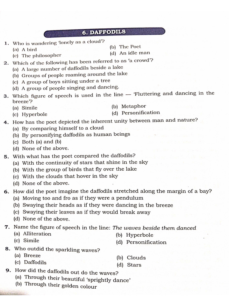 Poetry Mcqs Pdf