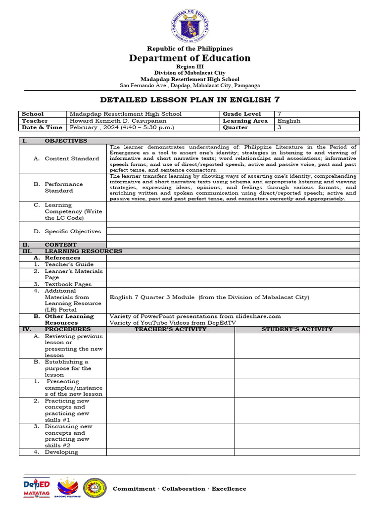 DLP Template | PDF | Learning | Differentiated Instruction