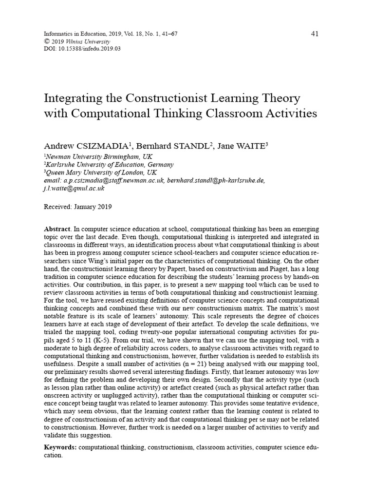 Constructionism Theory | PDF | Constructivism (Philosophy Of Education ...