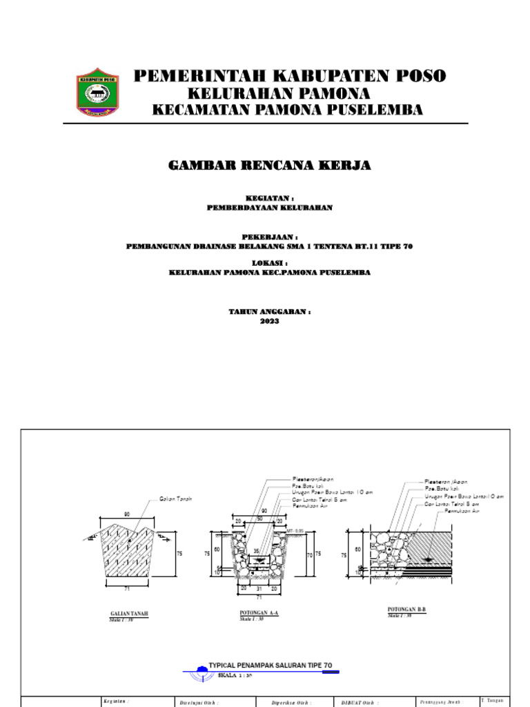 Gambar Pembangunan Drainase Belakang Sma 1 Tentena Rt.11 Tipe 70 | PDF