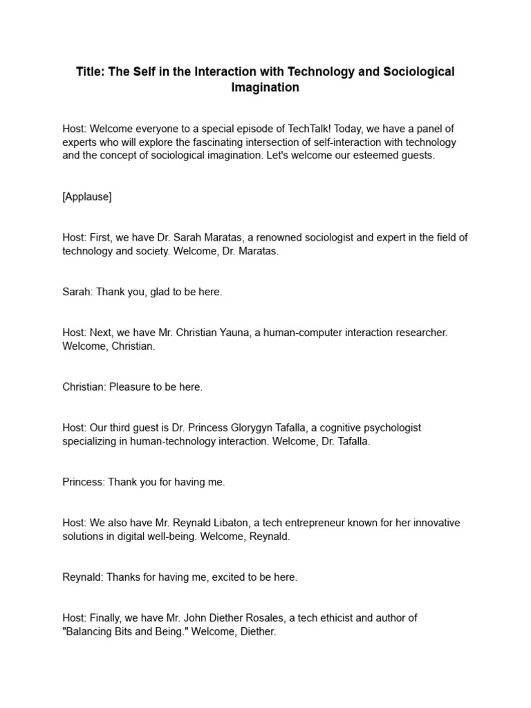 Talkshow Script | PDF | Cognition | Sociology