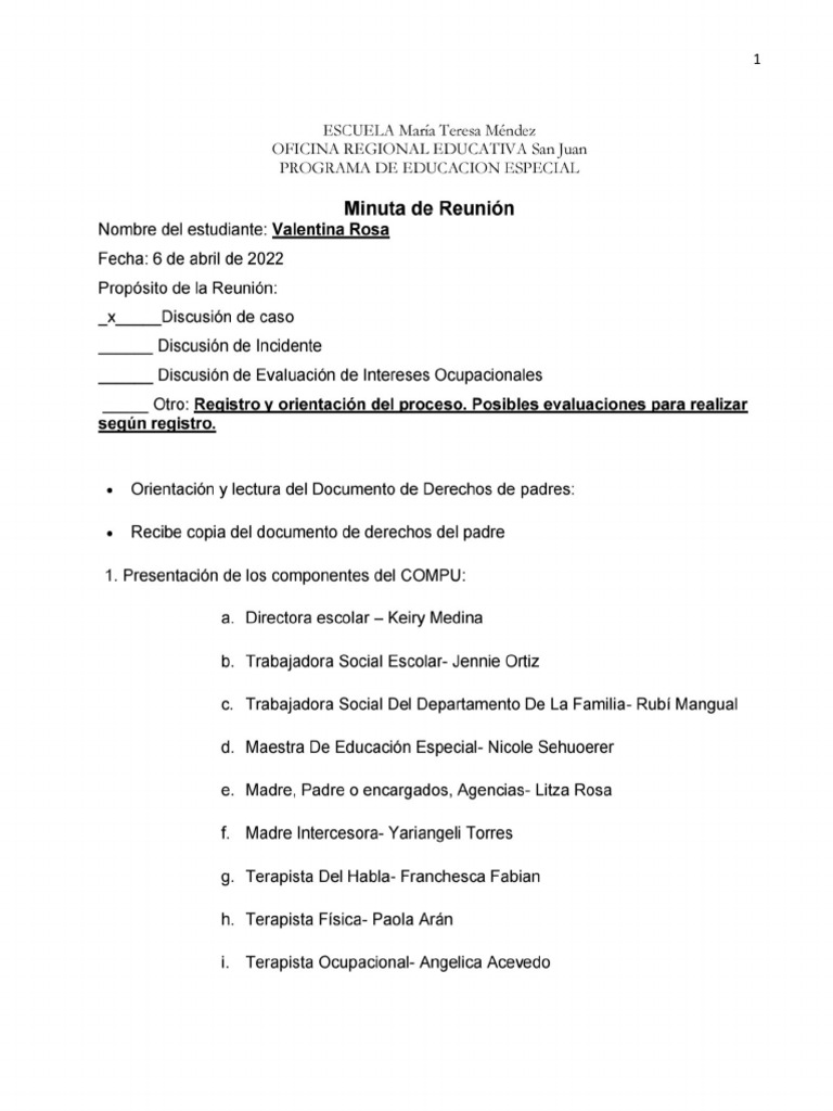 Minuta 1 Actualizada | PDF