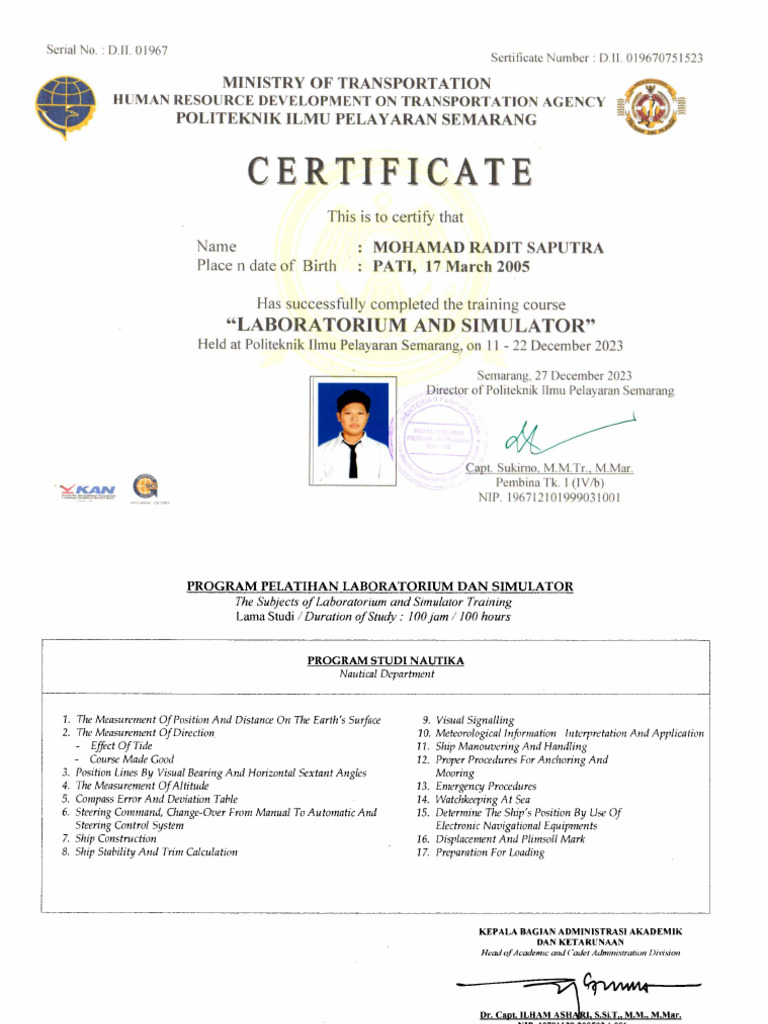 Sertifikat Radit | PDF