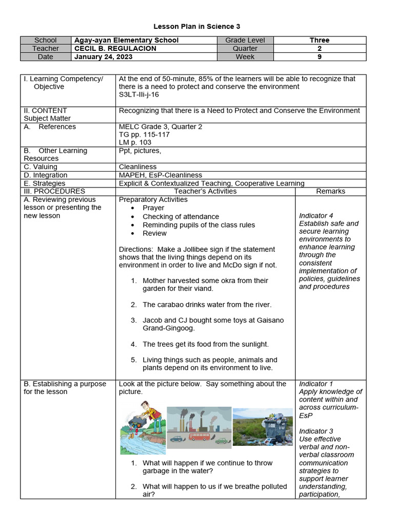 Science 3 Lesson Plan | PDF