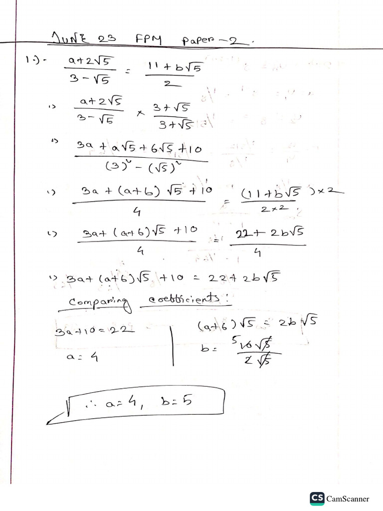 FPM Paper 2 Solutions. | PDF