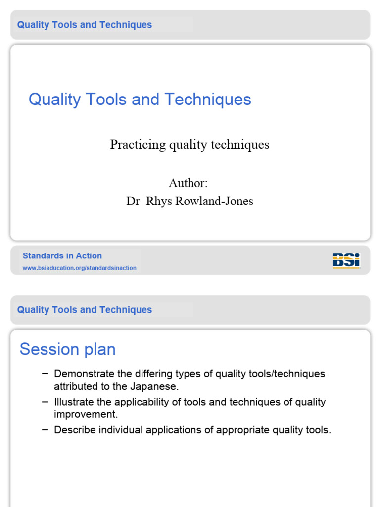 Quality Tools and Techniques | PDF
