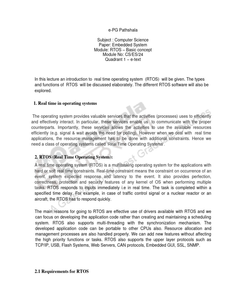 RTOS1 | PDF | Scheduling (Computing) | Operating System