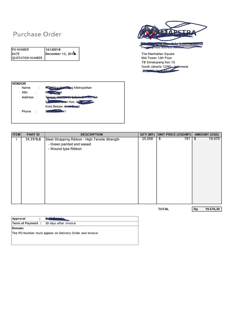 Contoh Purchase Order Import | PDF