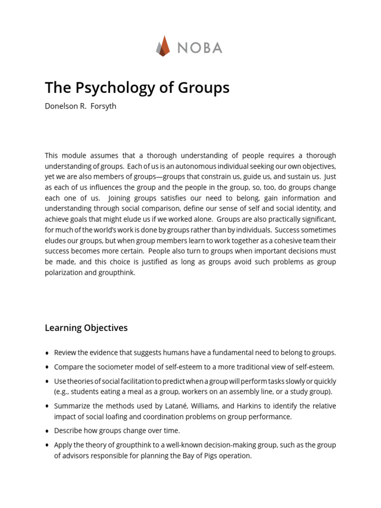 The Psychology of Groups | PDF | Self Esteem | Self Concept