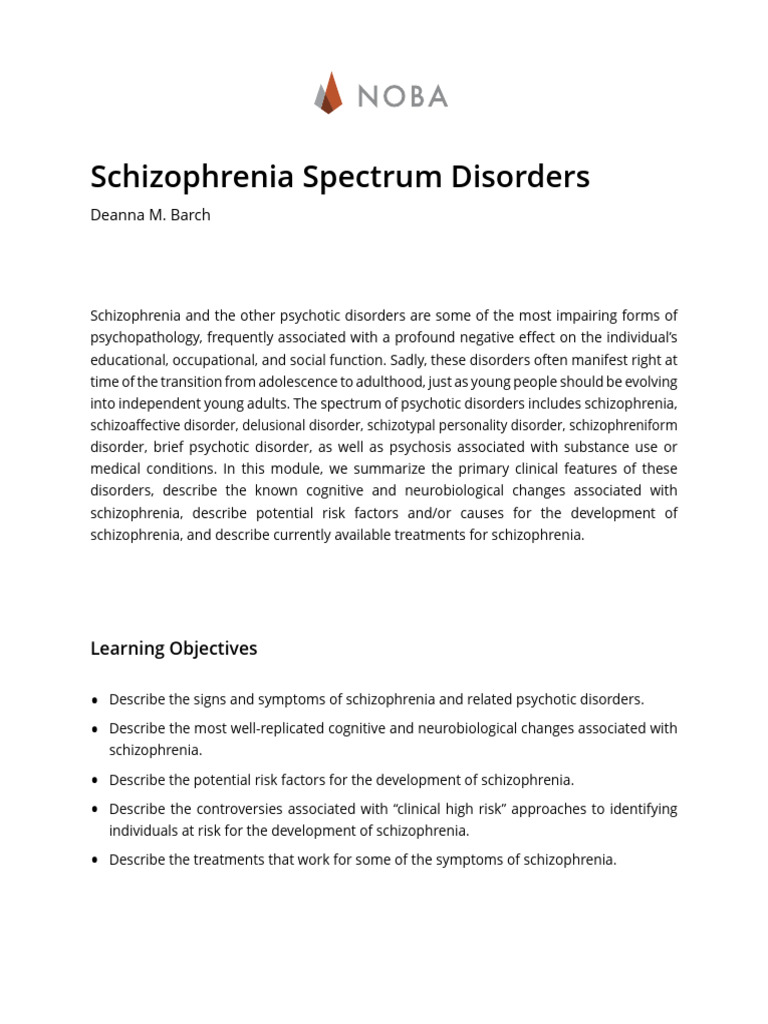 Schizophrenia Spectrum Disorders | PDF | Schizophrenia | Psychosis