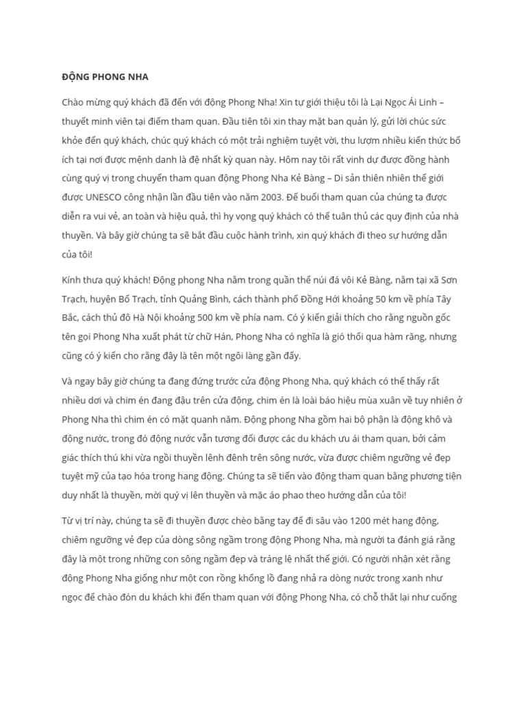 Đ NG Phong Nha | PDF
