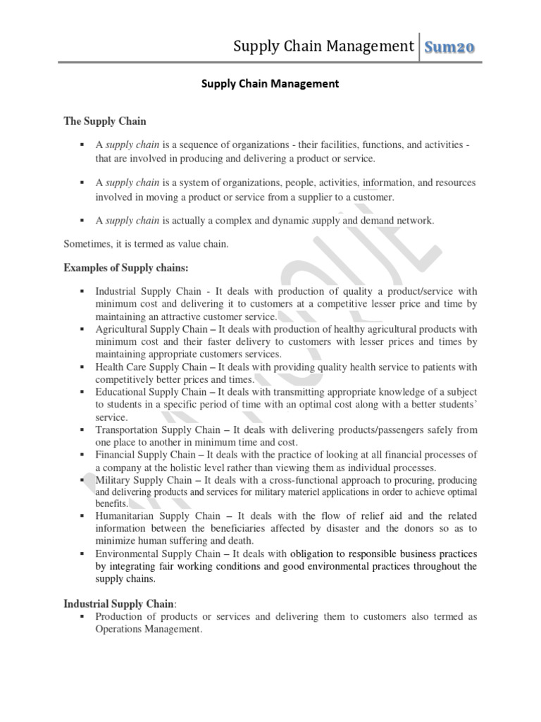 Supply Chain Management | PDF | Supply Chain | Supply Chain Management