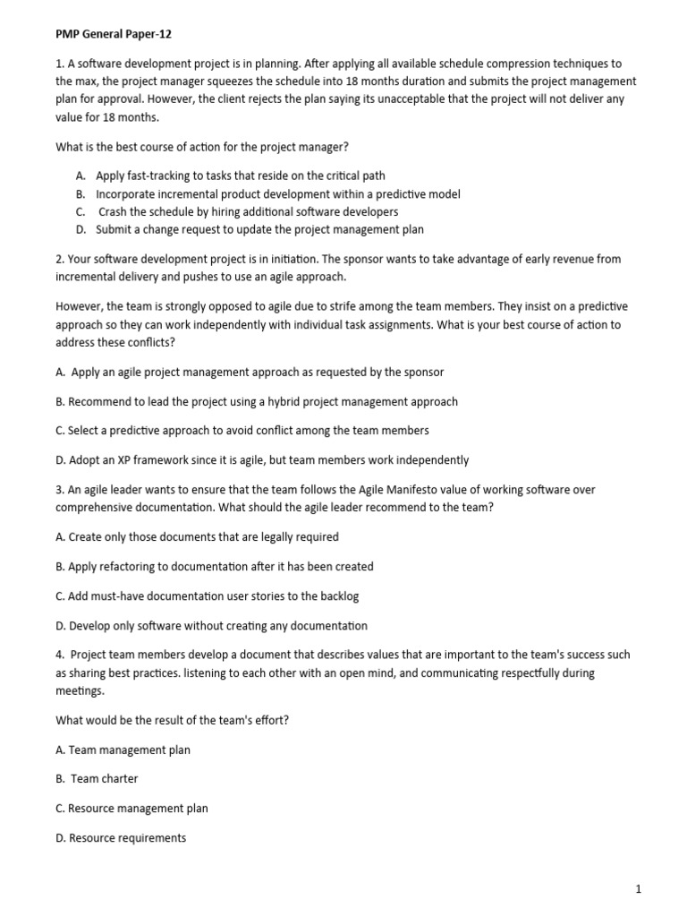 PMP Paper Discussion General Paper 12 | PDF | Agile Software ...