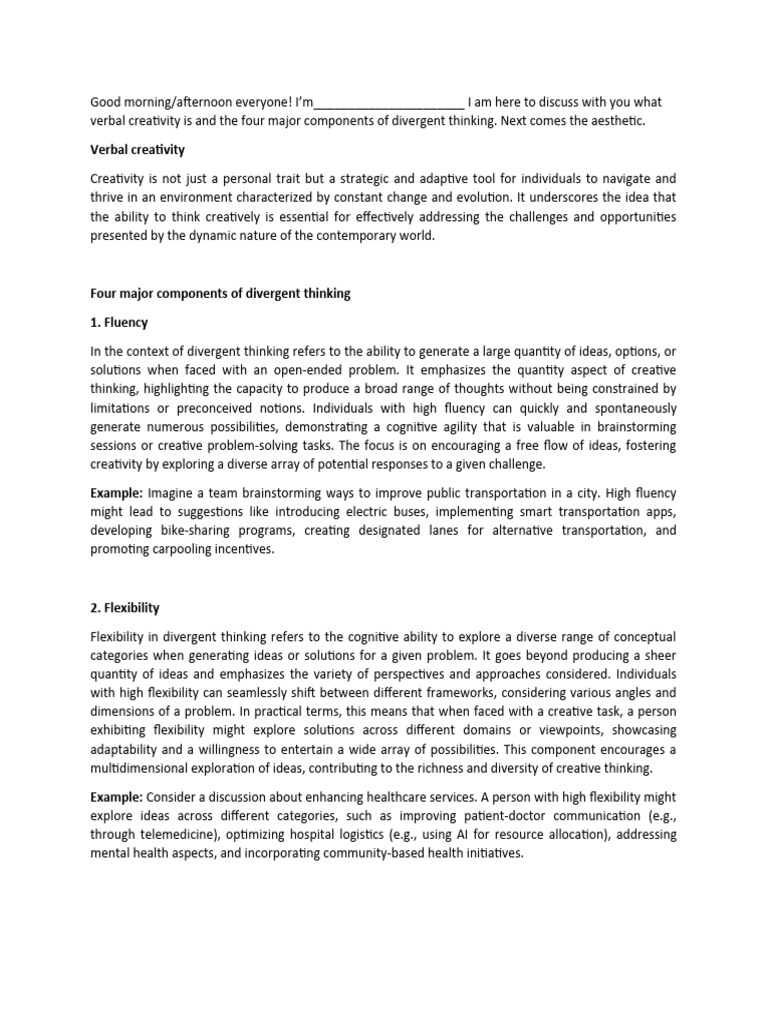 Verbal Creativity Report | PDF | Aesthetics | Creativity