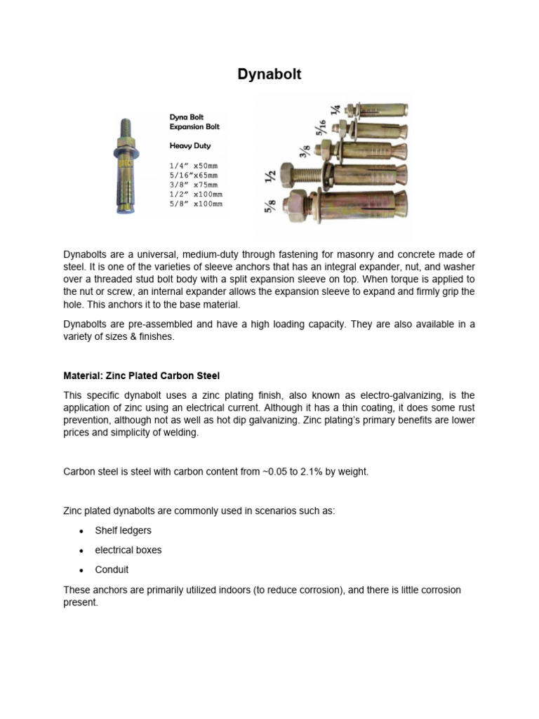 Dynabolt | PDF | Screw | Steel