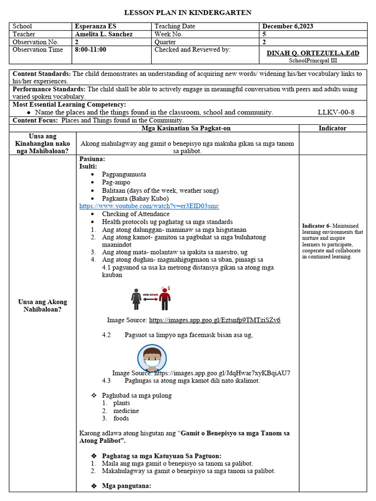 Lesson Plan in Kindergarten | PDF