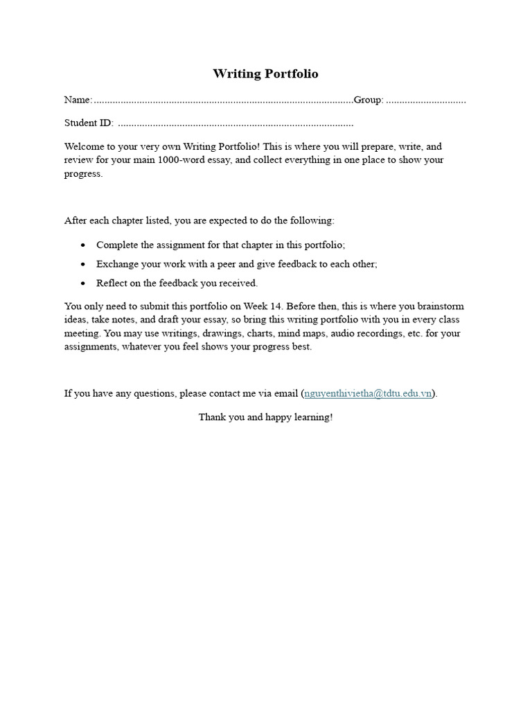 Writing Portfolio Template - Updated | PDF | Essays | Brainstorming