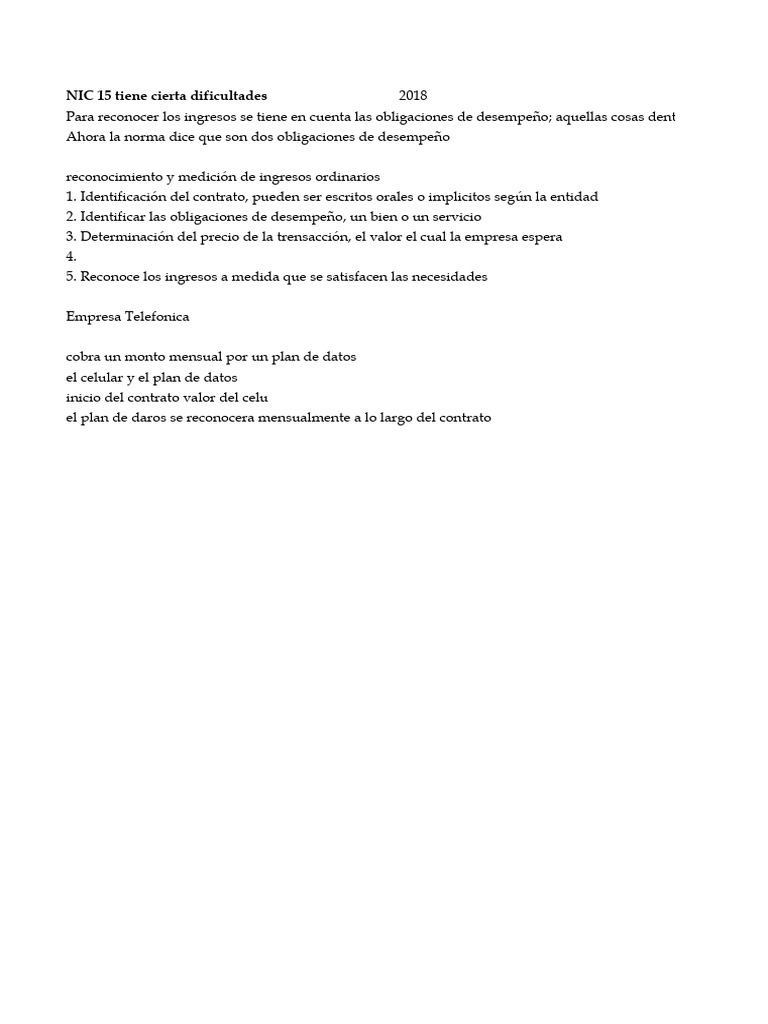Reconocimiento de Ingresos según NIC 15 | PDF | normas internacionales ...