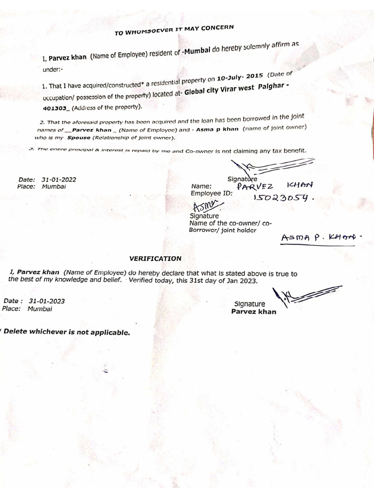 Joint Declaration Form | PDF