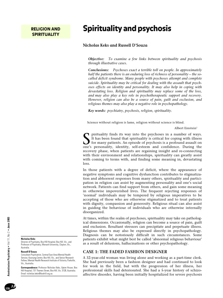 Spirituality and Psychosis | PDF | Self-Improvement