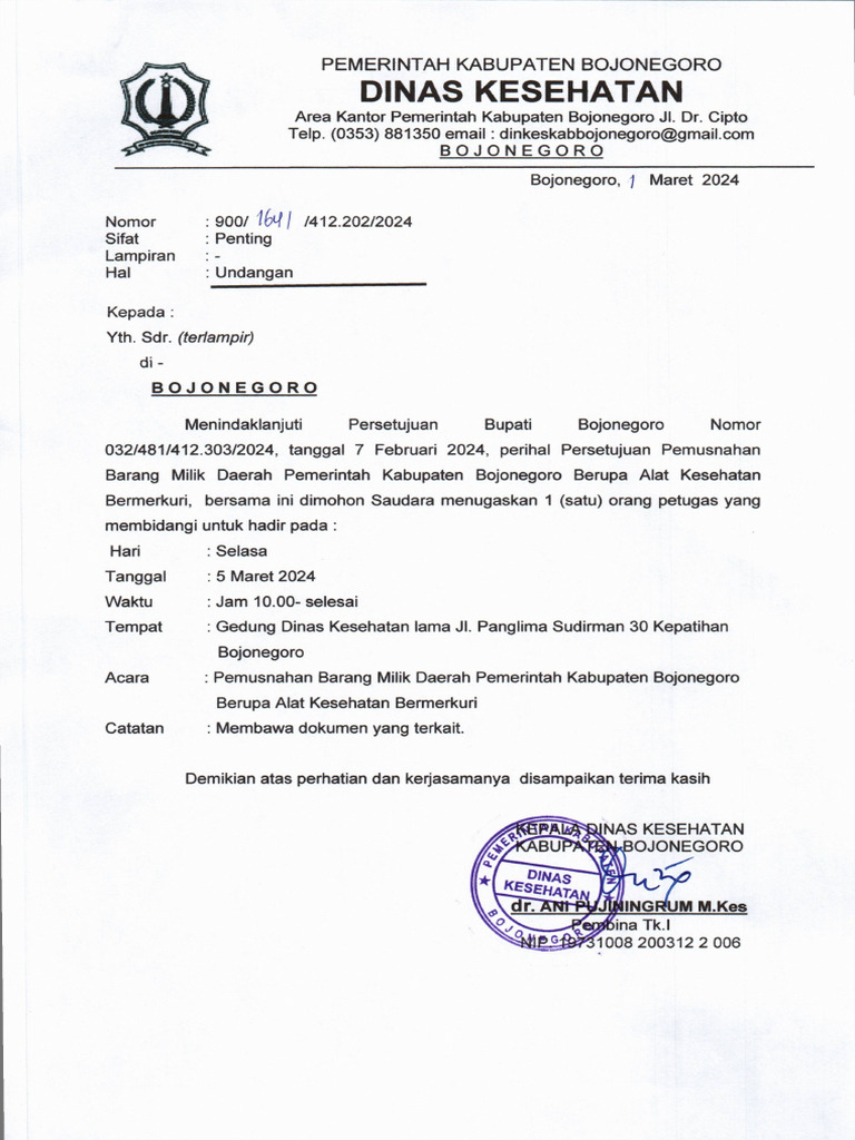 Undangan Pemusnahan Alkes Bermercuri | PDF