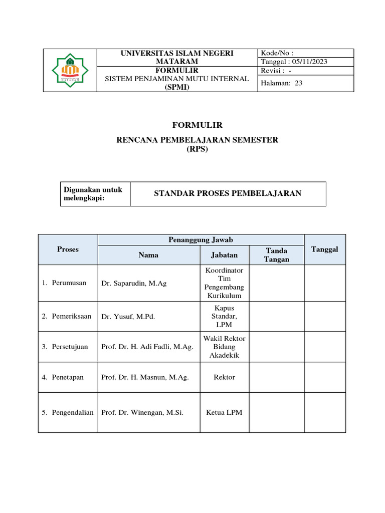 Format RPS Uin 2023 Psikologi Pendidikan | PDF | Karier & Perkembangan | Komputer