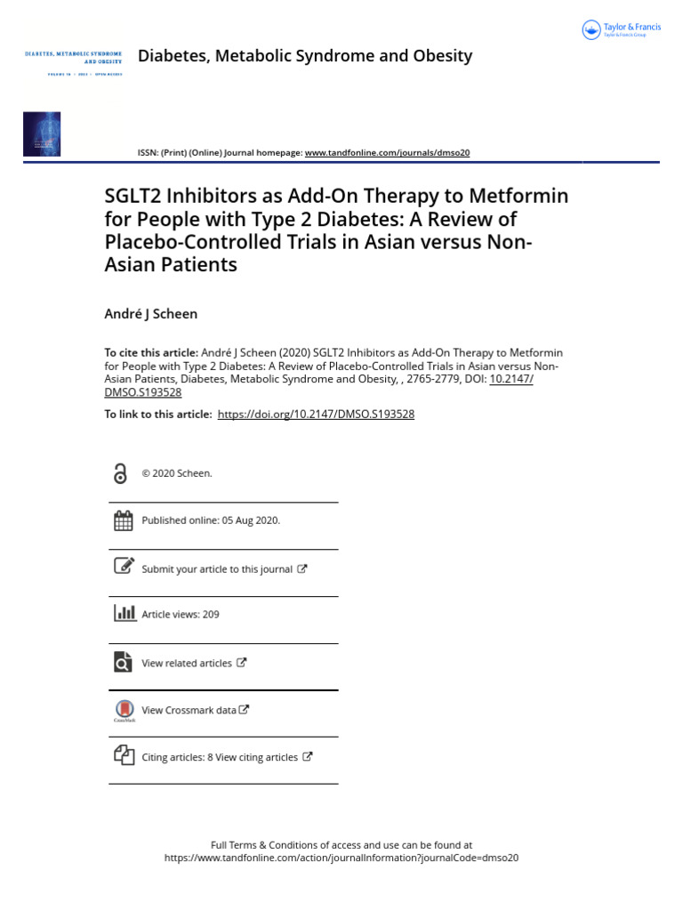 SGLT2 Inhibitors As Add-On Therapy To Metformin For People With Type 2 ...