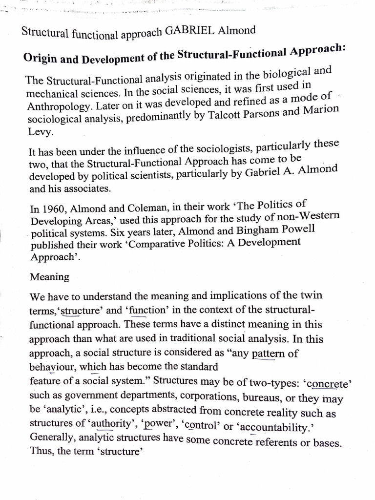 Structural Functional Approach Gabreil Almond | PDF