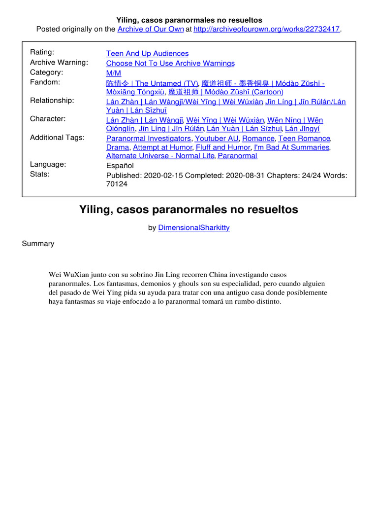 Yiling Casos | PDF | Fantasmas
