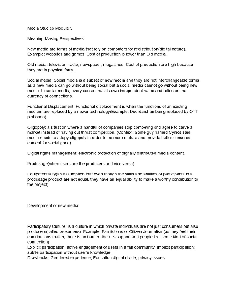 Media Studies | PDF