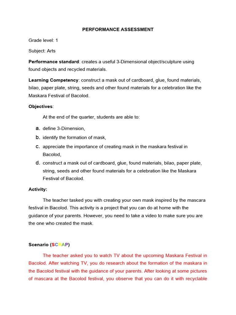 Performance Assessment Final 3 | PDF | Cognition | Learning