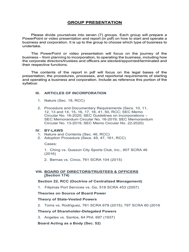 Corporate Law Group Presentation March 2023 | PDF | Business