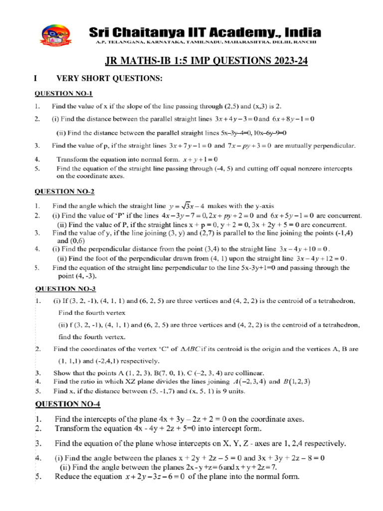TS Inter Maths 1B Important Questions 2024 | PDF | Tangent | Acceleration