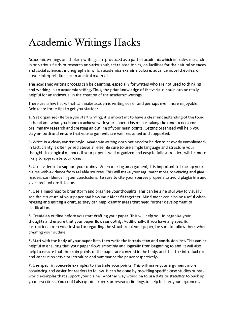 Academic Writing Hacks | PDF | Argument | Thought